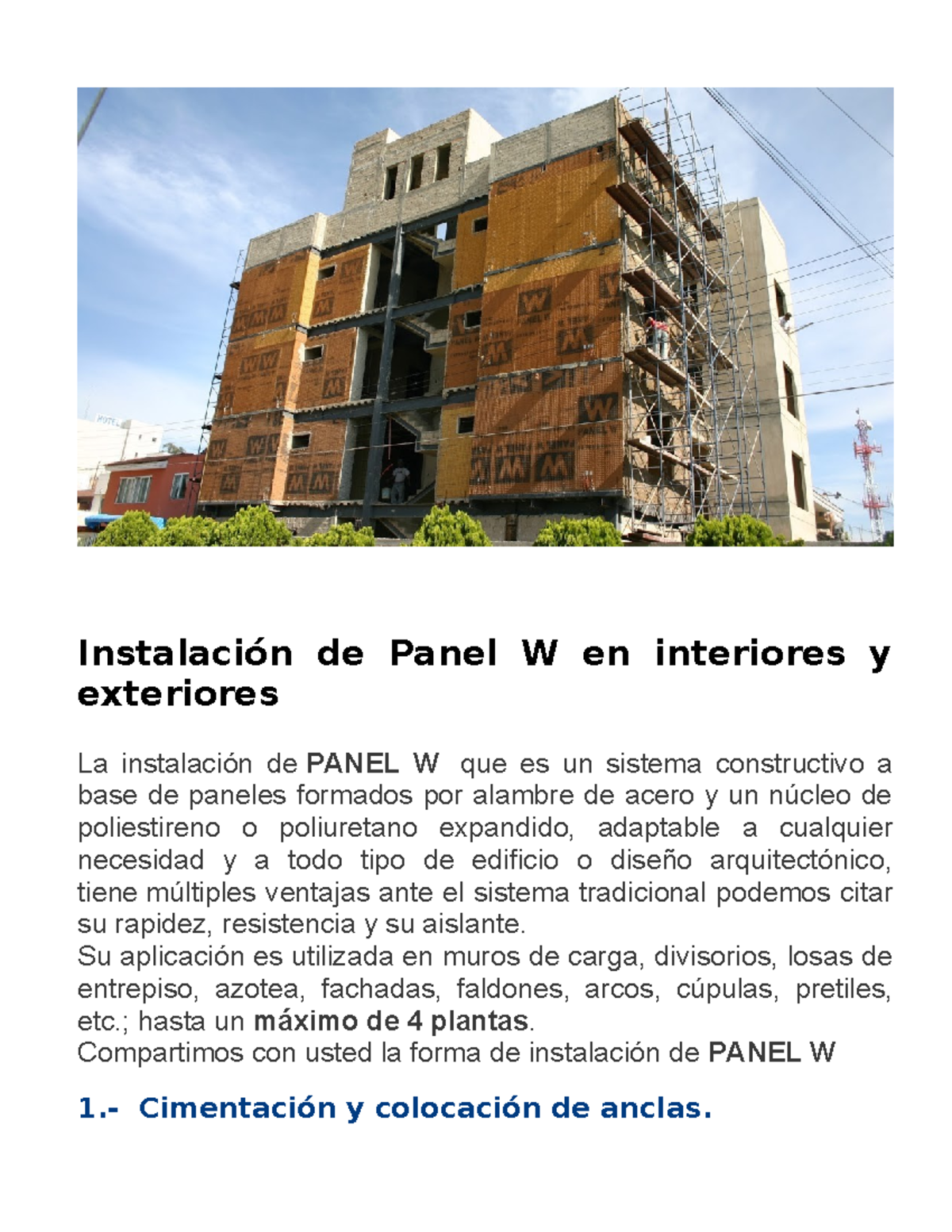Unidad V. Prefabricados. c) Panel W - Instalación de Panel W en ...
