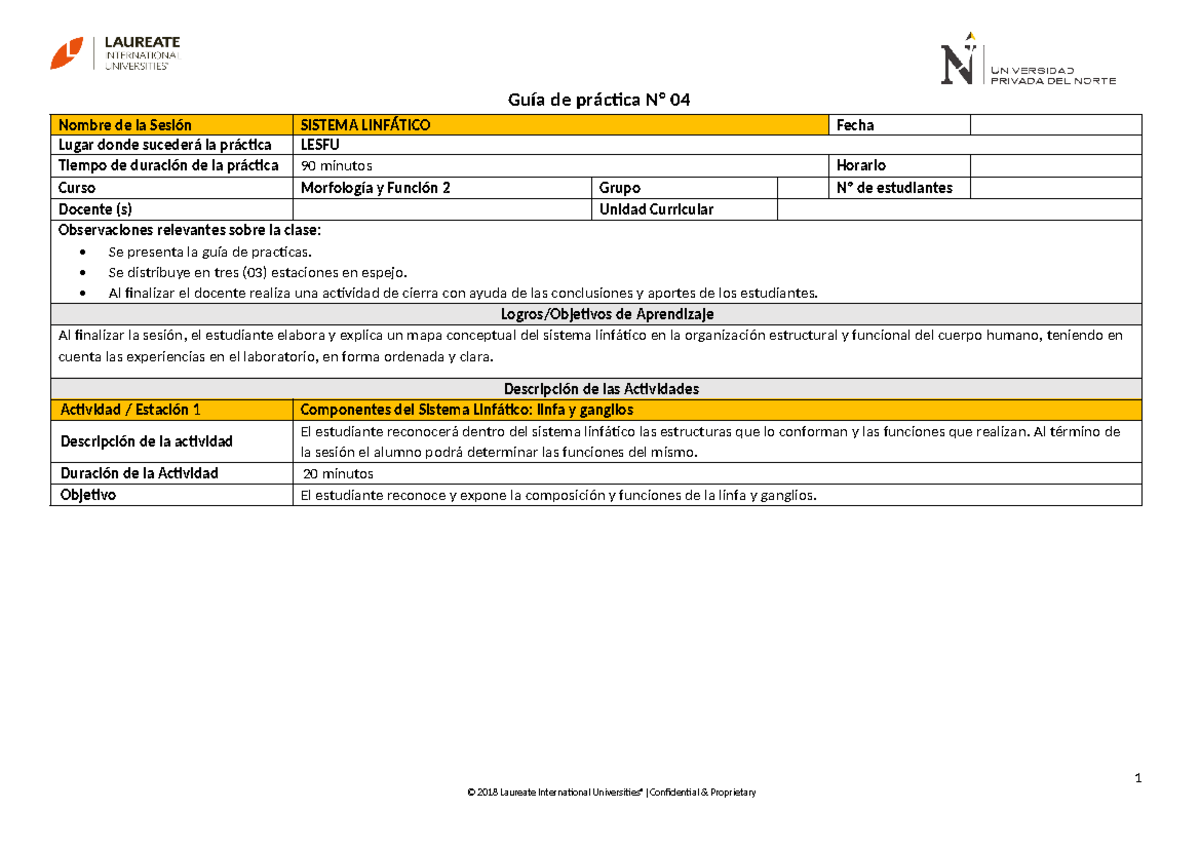 EF 2 - Guía 04 - asadf - Nombre de la Sesión SISTEMA LINFÁTICO Fecha ...