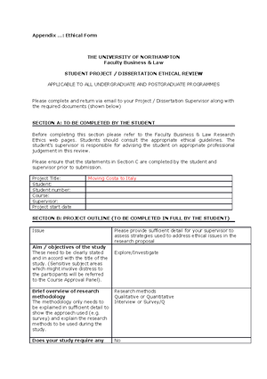 Ethical Form - yep - Appendix ...: Ethical Form THE UNIVERSITY OF ...