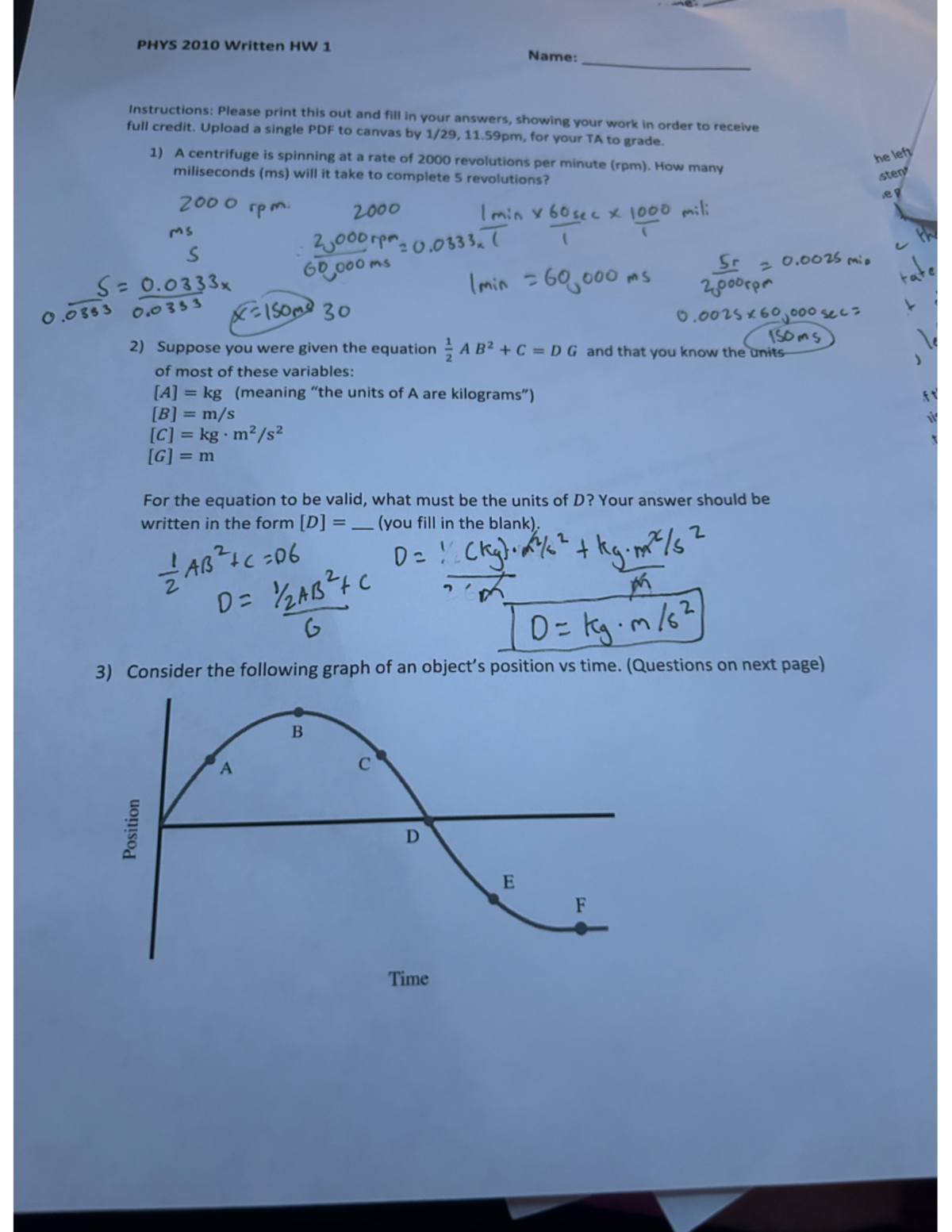 Hw 1 - Hw 1 for physics - PHYS 2010 - Studocu