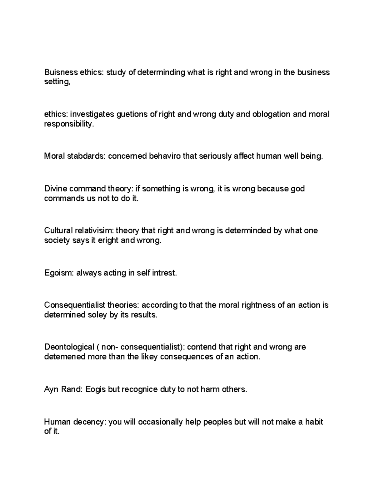 Business ethics unit 1 study guide - Buisness ethics: study of ...