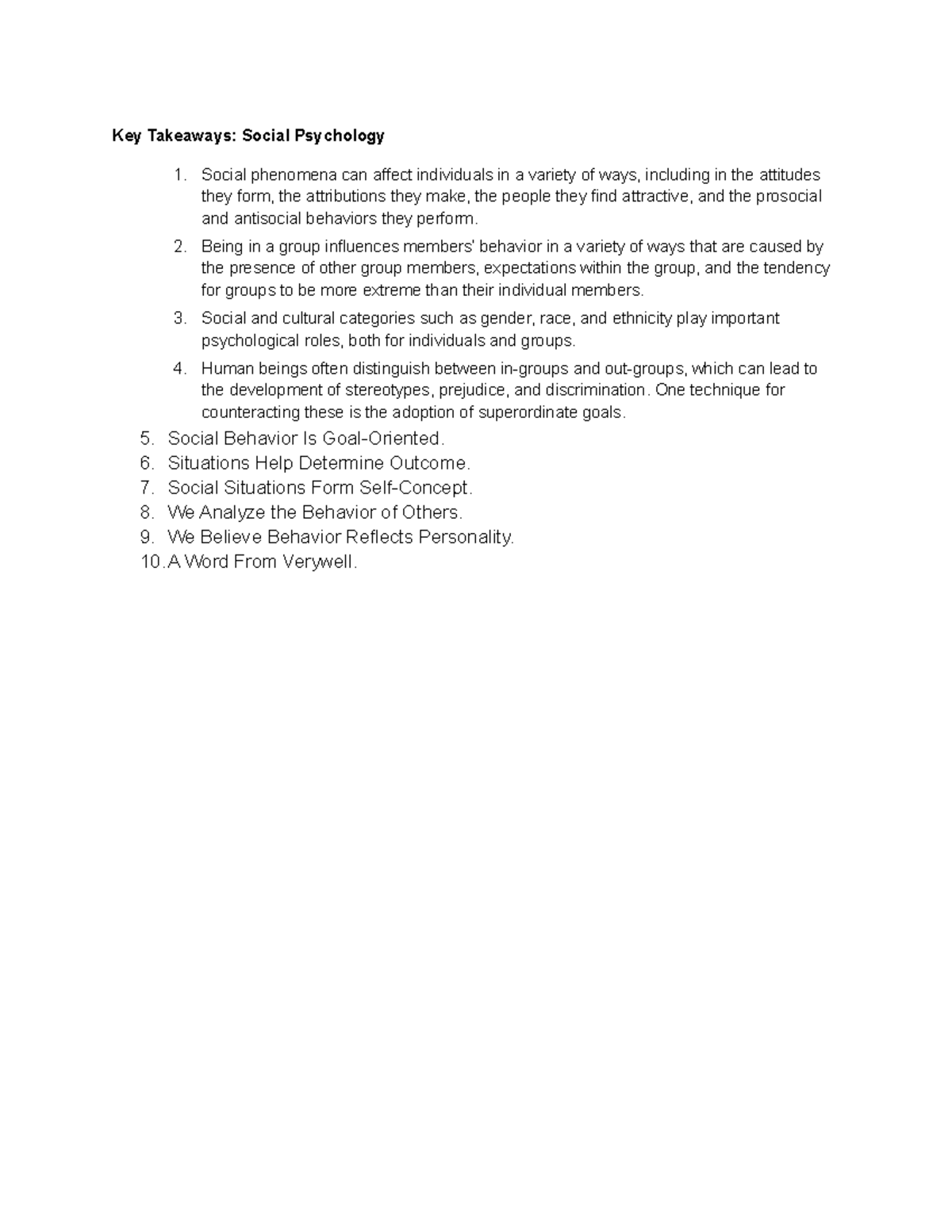 Psyc 2600 - Day 1 notes - Key Takeaways: Social Psychology Social ...