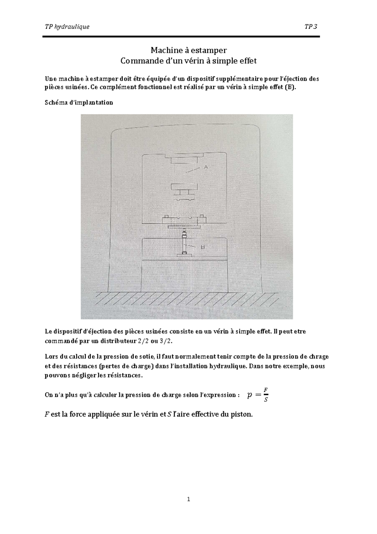 TP 3 - Machine à estamper - TP hydraulique TP 3 1 Machine à estamper ...