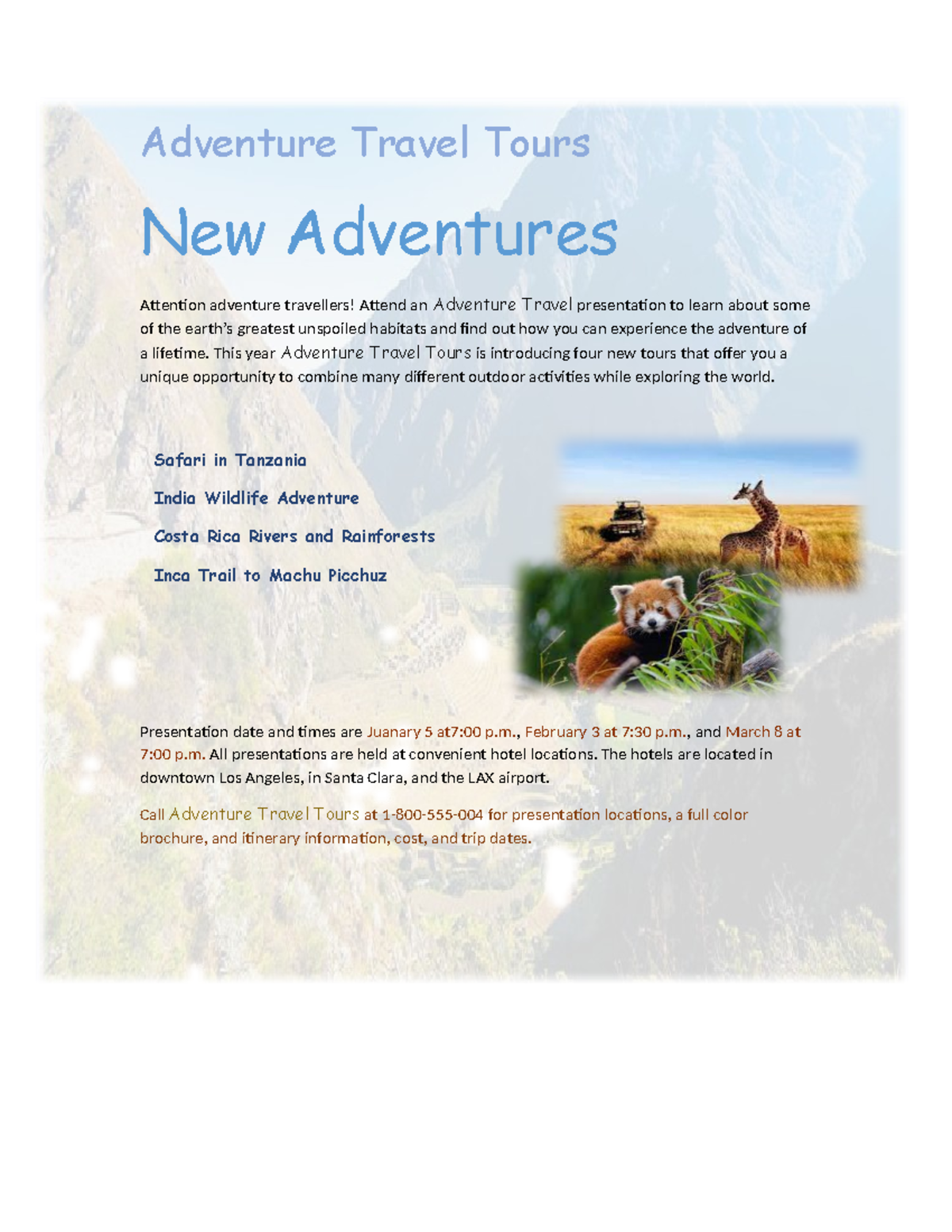 Adventure Travel Tours Flyer - for merge mcf - Adventure Travel Tours ...