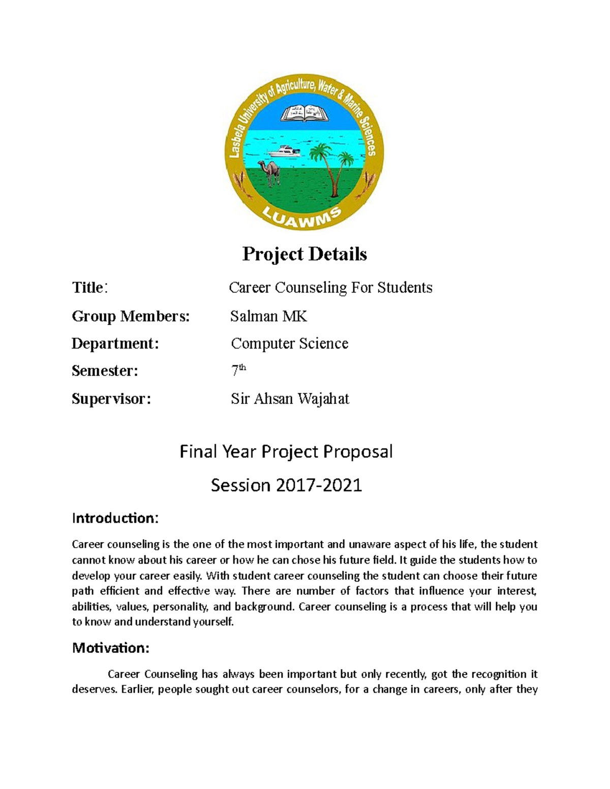 Project Details salman MK - Project Details Title : Career Counseling ...