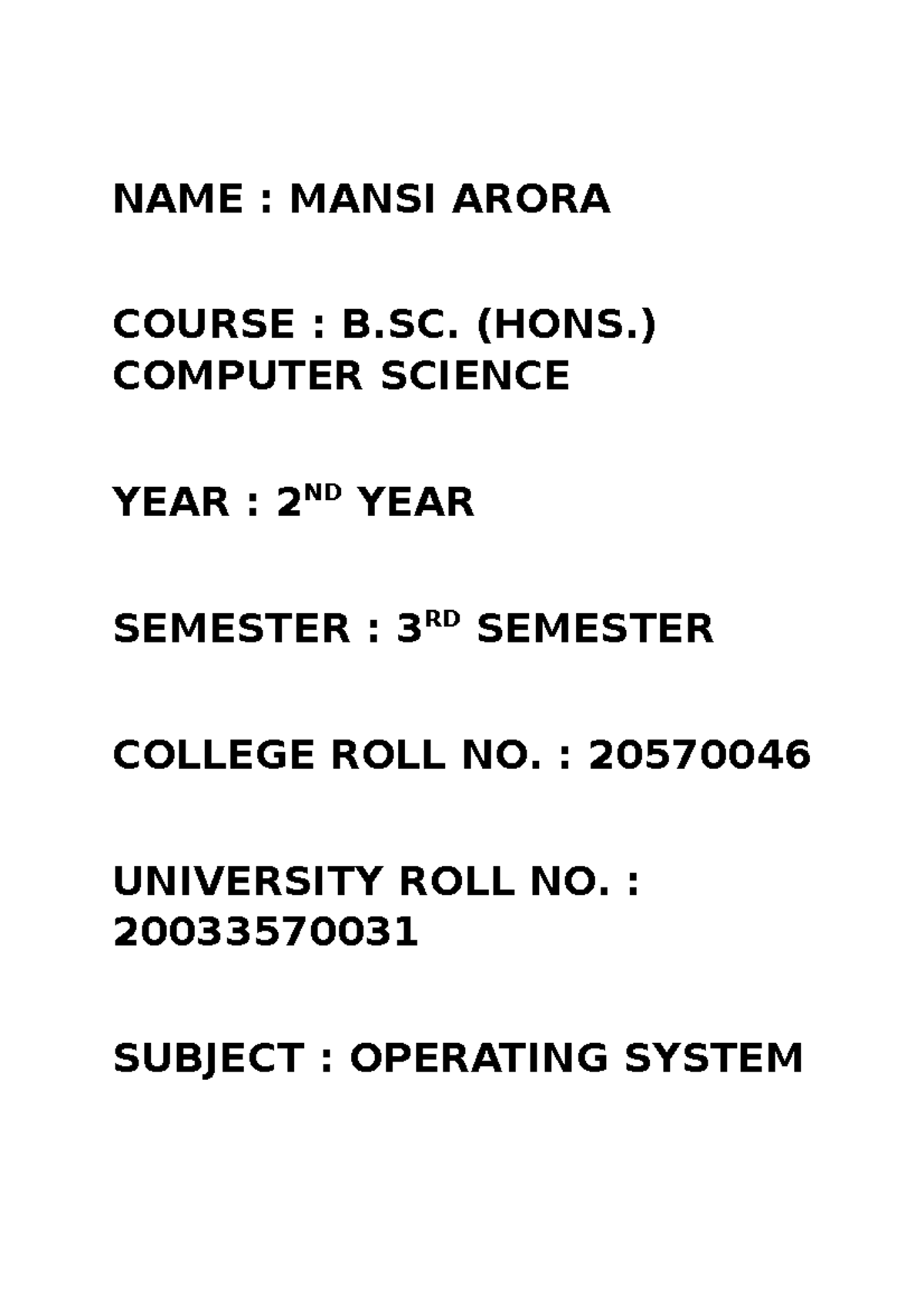 Operating System practical list delhi university solutions - NAME ...