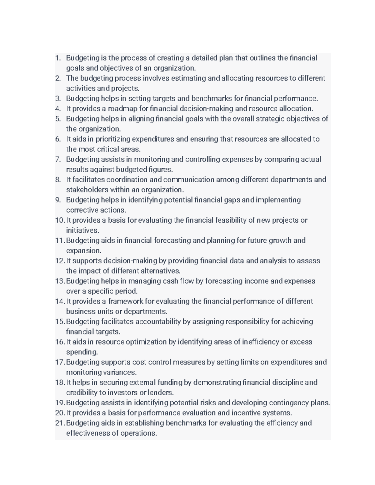 Budgeting process and its importance Notes - Budgeting is the process ...