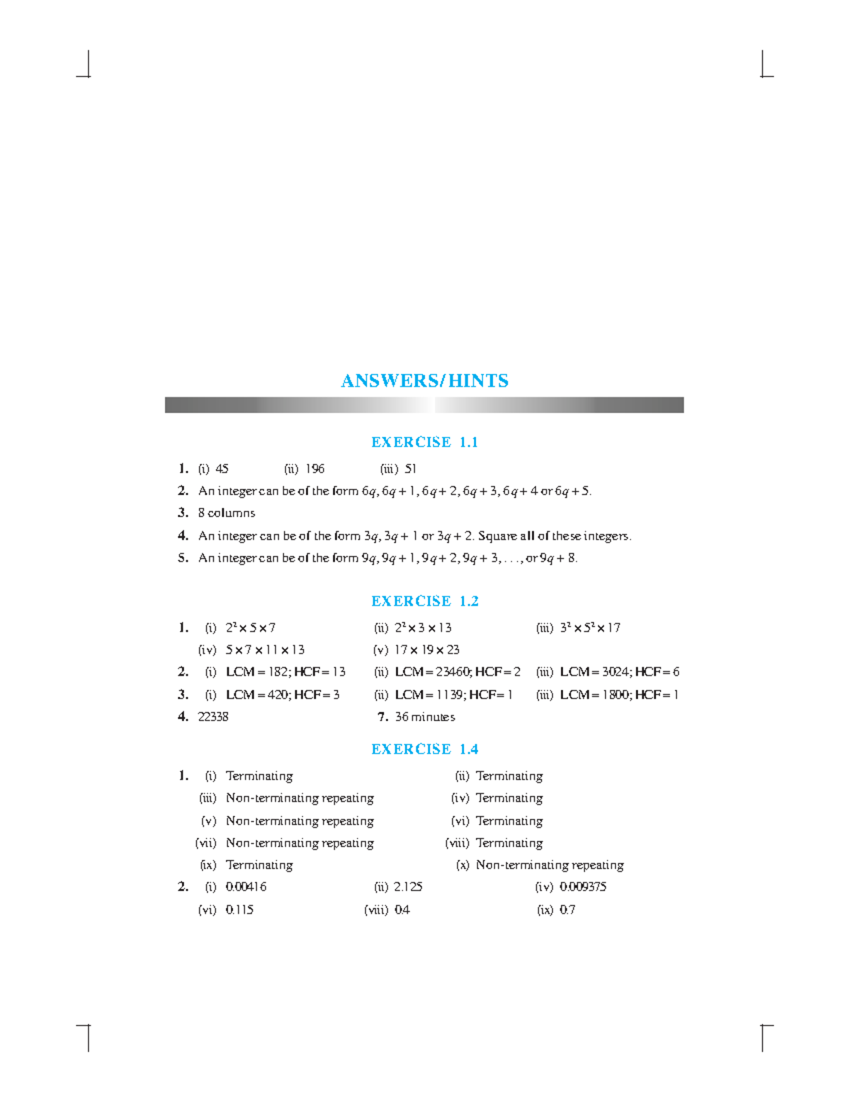 Ncert Class 10 Maths Answers And Solutions 1 ANSWERS HINTS 345 Ncert Class 10 Maths Answers And Solutions 1 ANSWERS HINTS 345