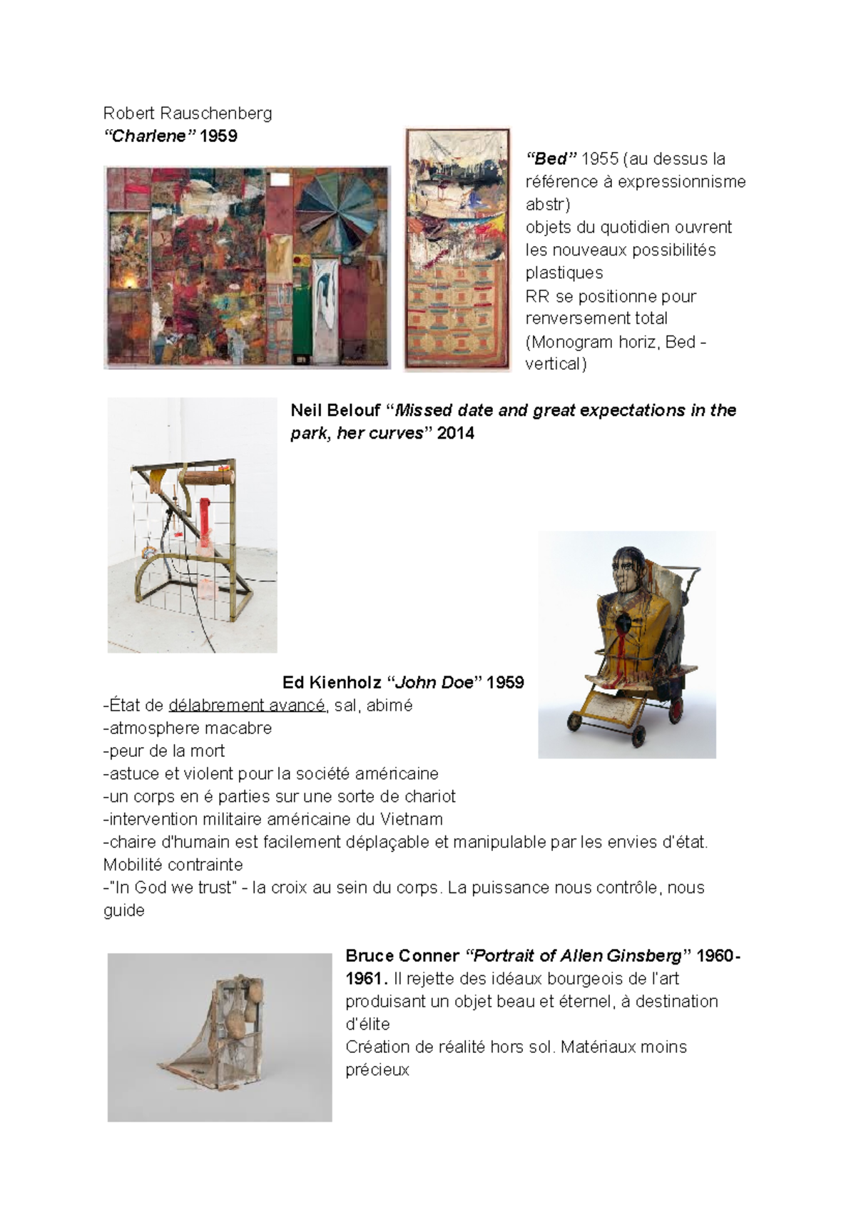 Art Actuel 5 - seance 5 - 15/09 - Robert Rauschenberg “Charlene” 1959 ...