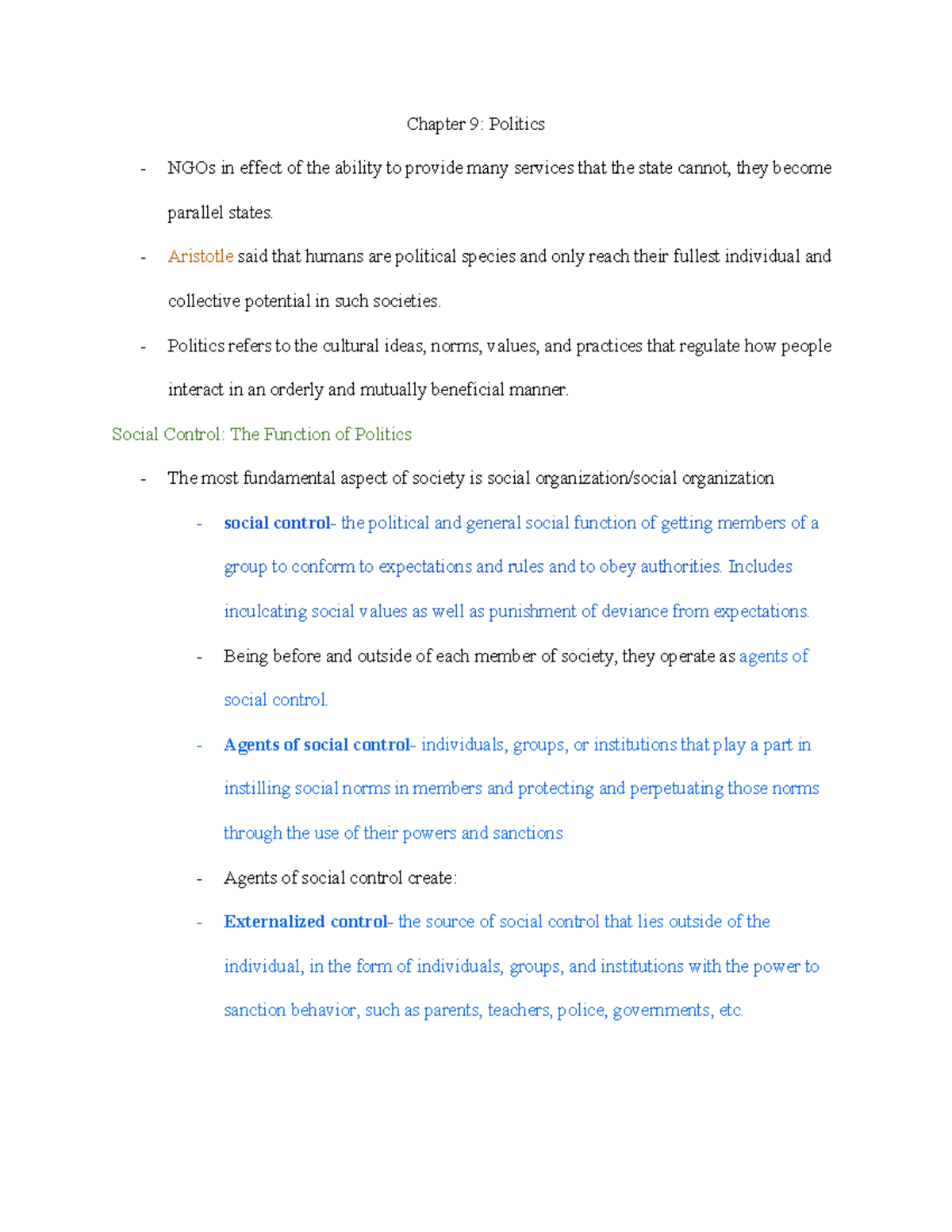 ANTH L7 chapter 9 - Chapter 9: Politics NGOs in effect of the ability ...