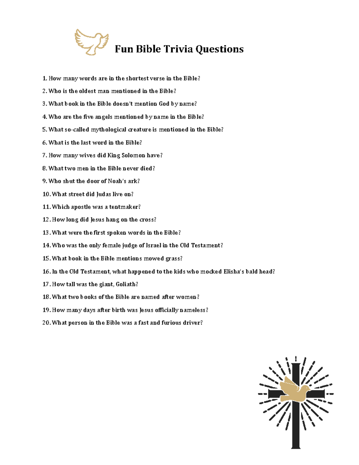 3204 LTK Fun Bible Trivia Questions Fun Bible Trivia Questions How