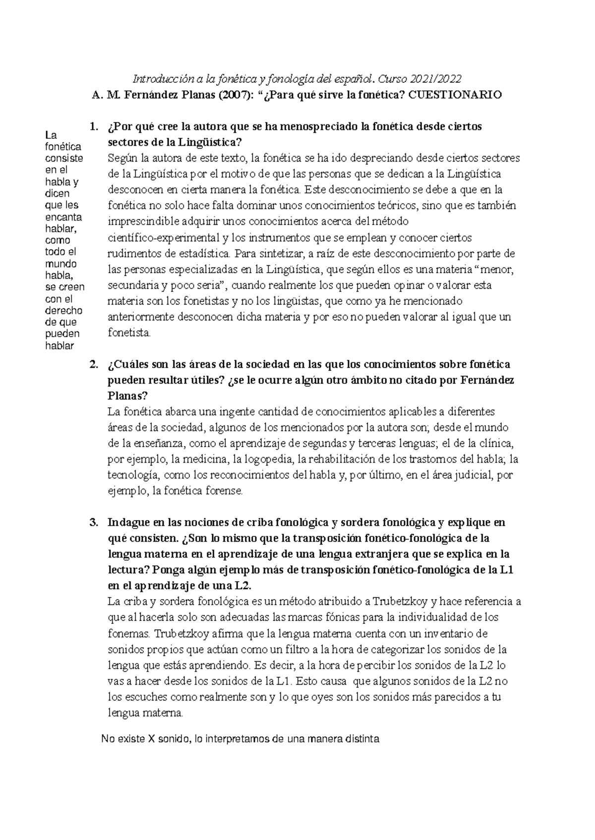 Cuestionario de Fernández Planas - Sonia Colina - Introducción a la ...