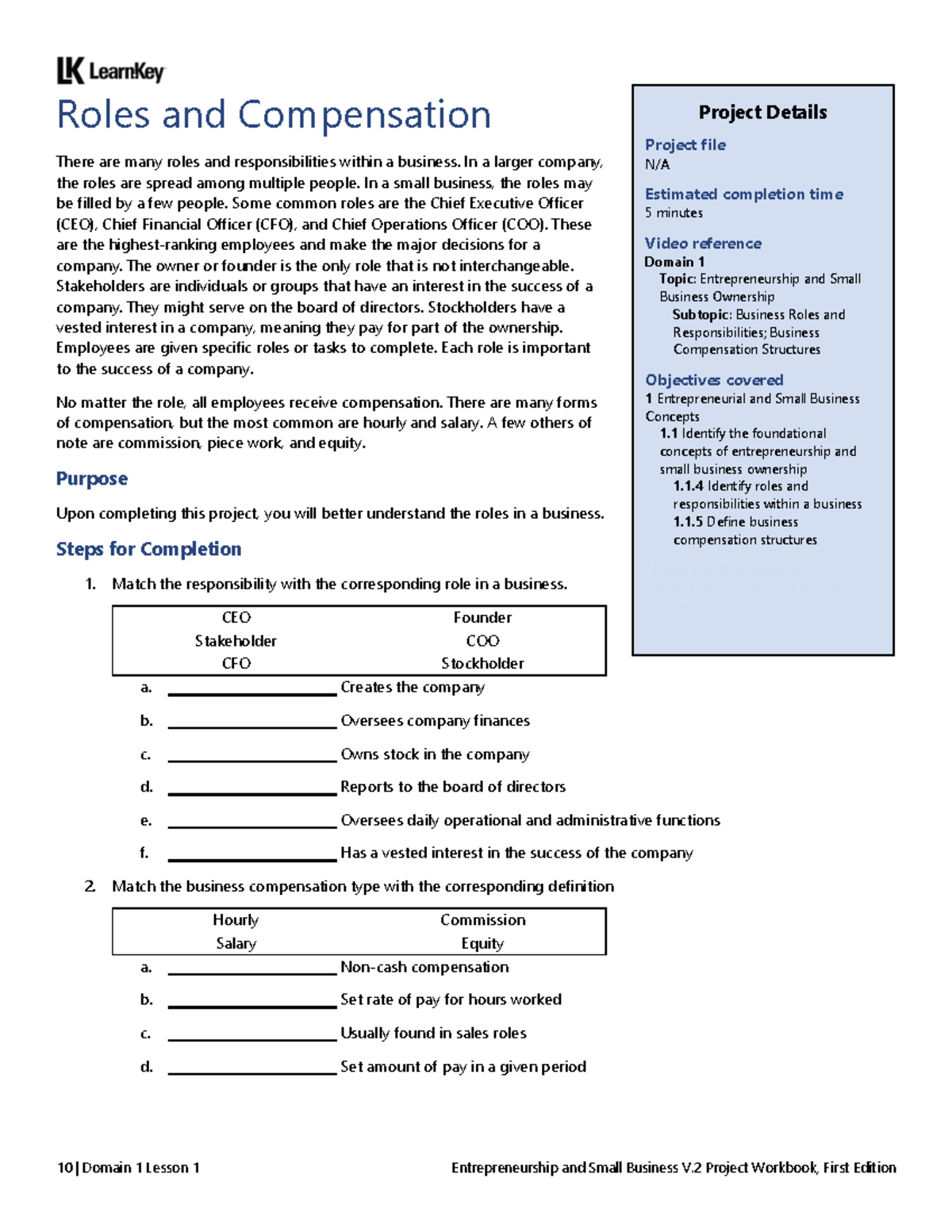 ESBV - certification document - 10 | Domain 1 Lesson 1 Entrepreneurship ...
