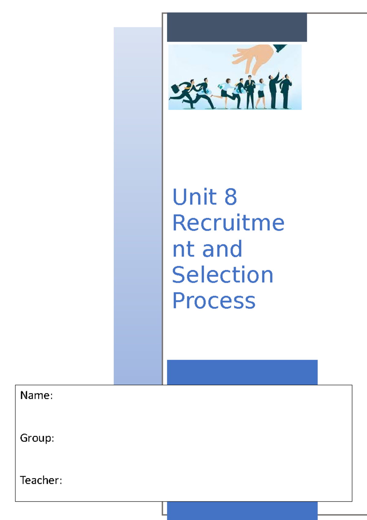 Wahid Ali - Unit 8 - Learning Aim A Booklet - Unit 8 Recruitme nt and ...
