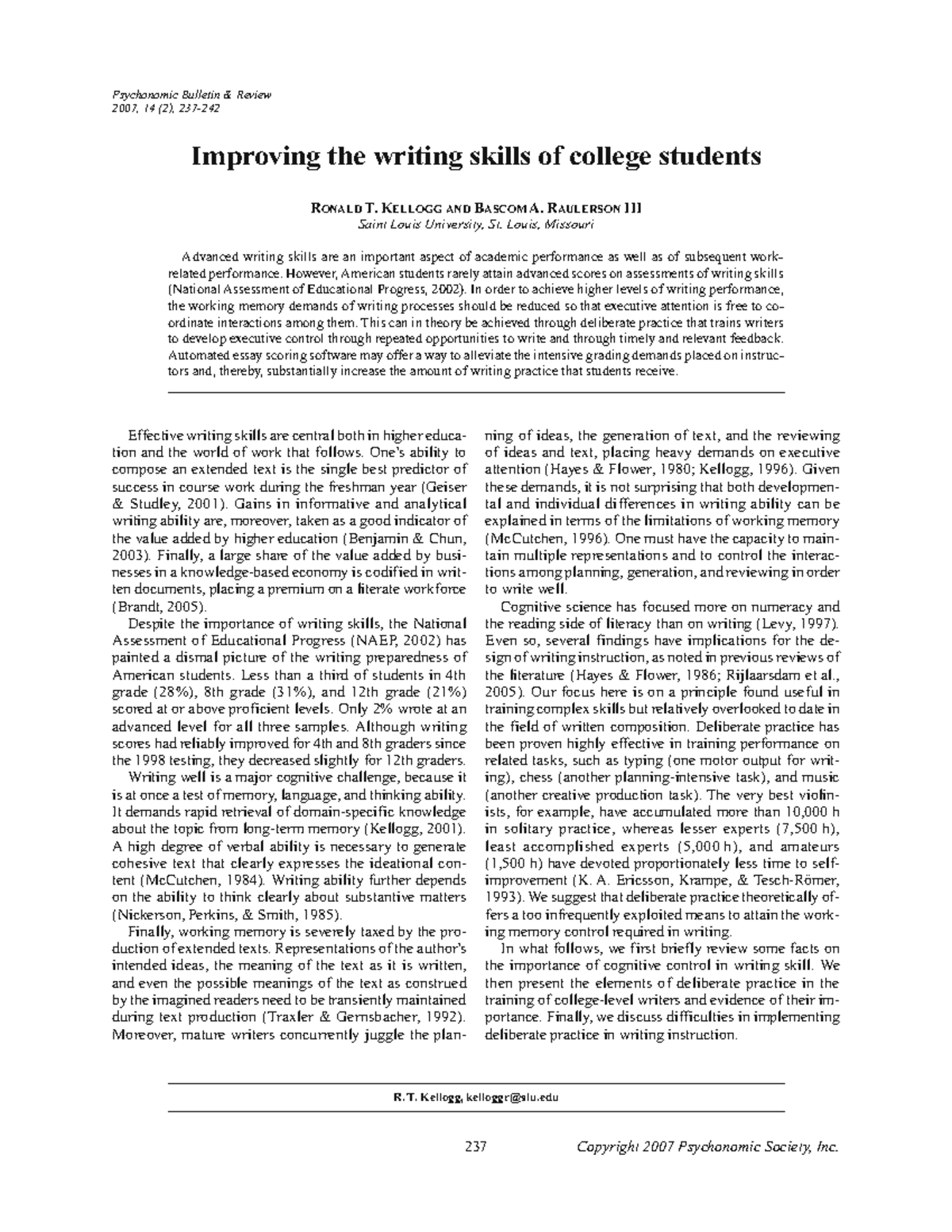 BF03194058 This Is A Effective Writing Skills Are Central Both In