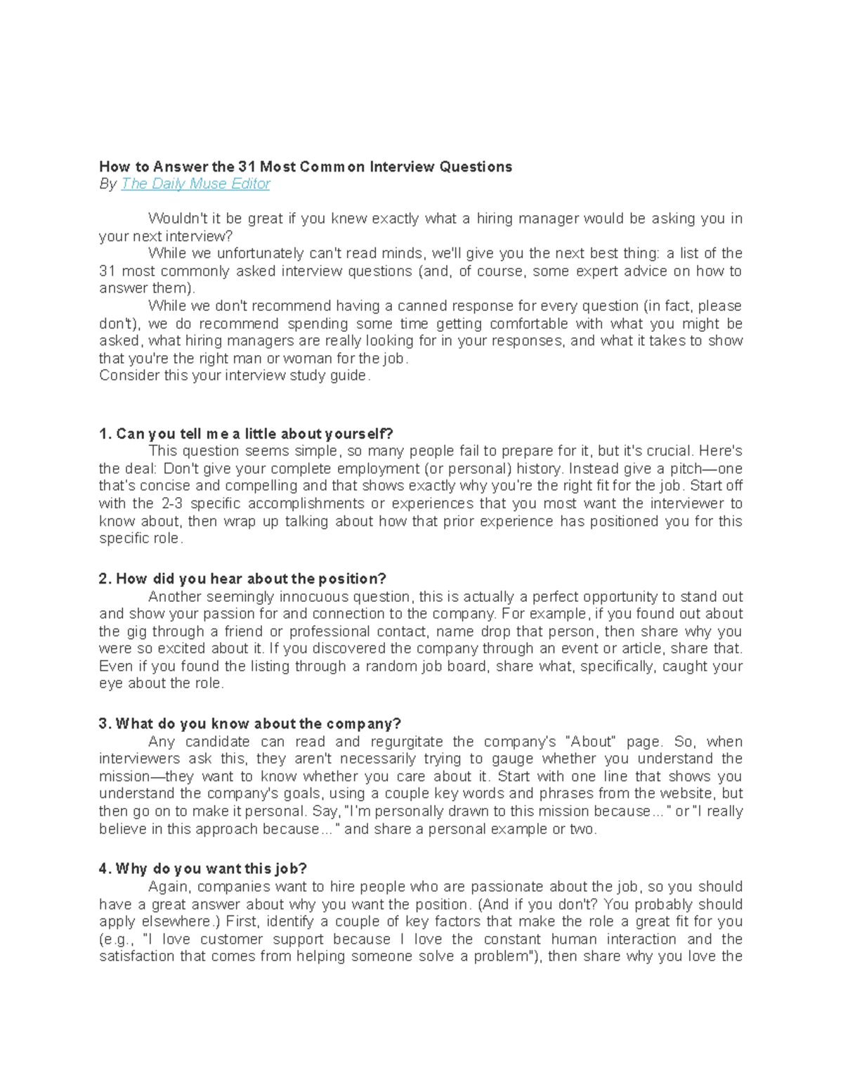 Most Common Interview Questions While We Don t Recommend Having A