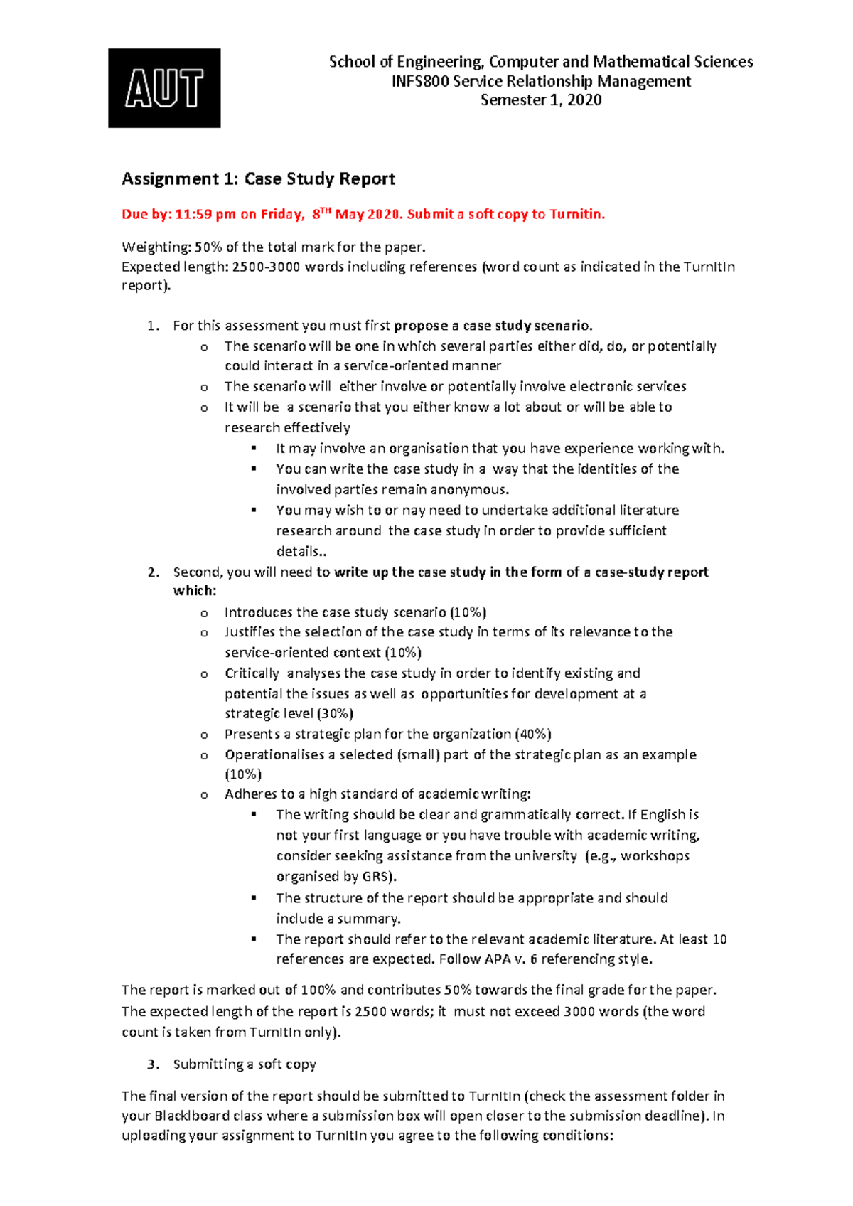 Assignment 1 Case Study Report - School of Engineering, Computer and ...