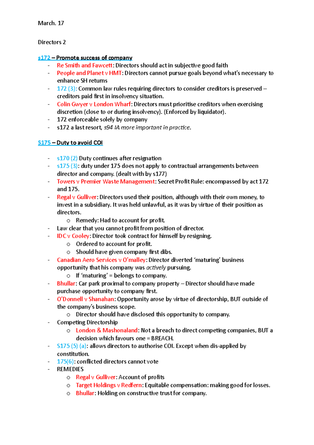 Directors 2 - year 2 - March. 17 Directors 2 s172 – Promote success of ...