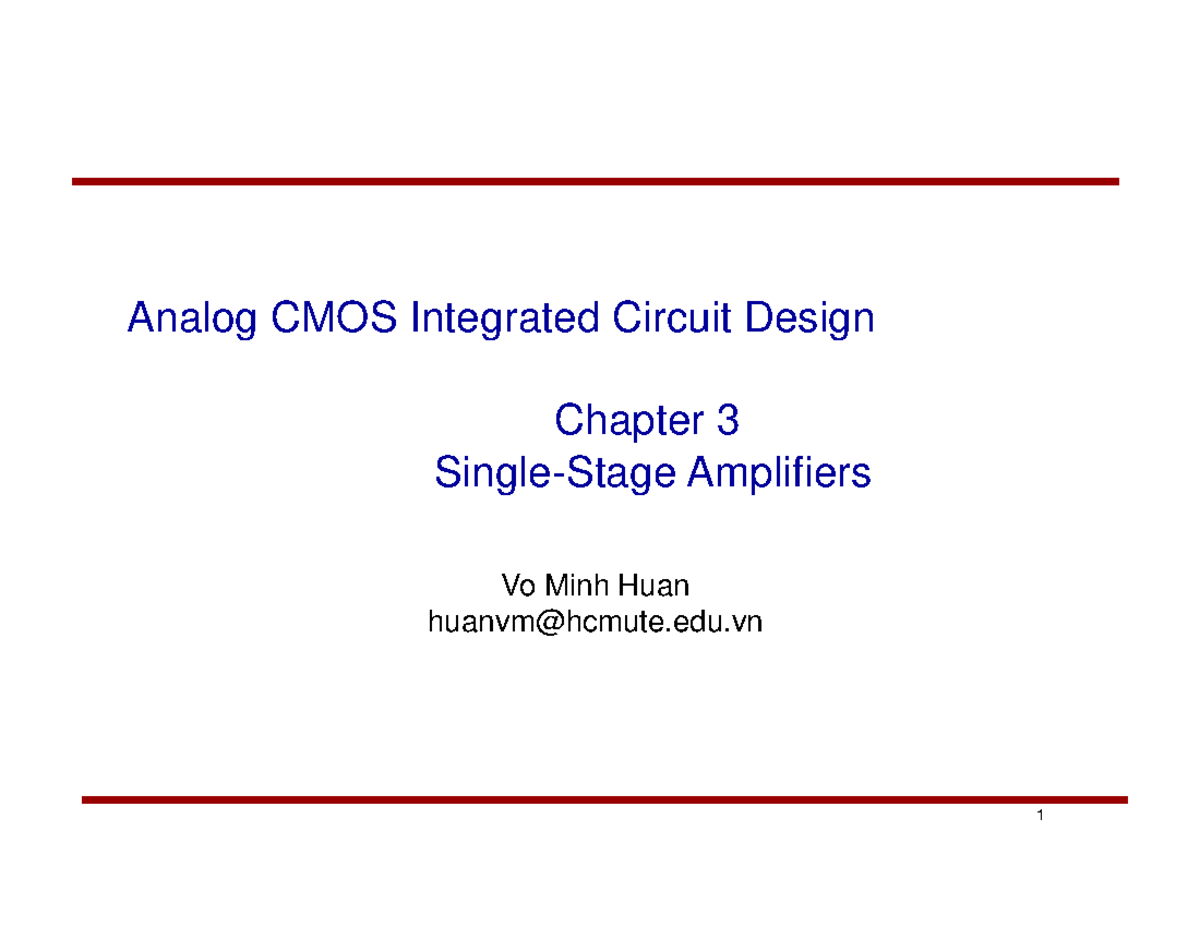 Chapter 3 Amplifier - Analog CMOS Integrated Circuit Design Chapter 3 ...