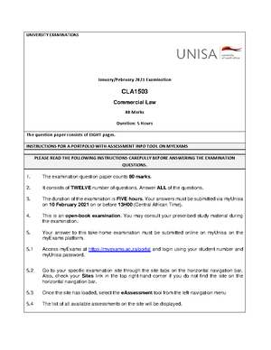 CLA1503 - Past exam question paper. - UNIVERSITY EXAMINATIONS May/June ...