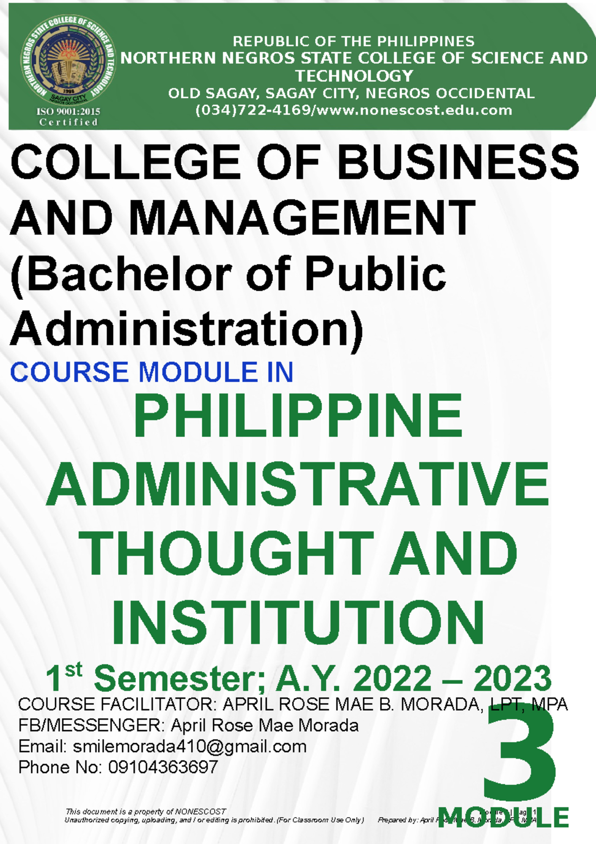 Module 3 PA103 2022 2023 - This document is a property of NONESCOST ...