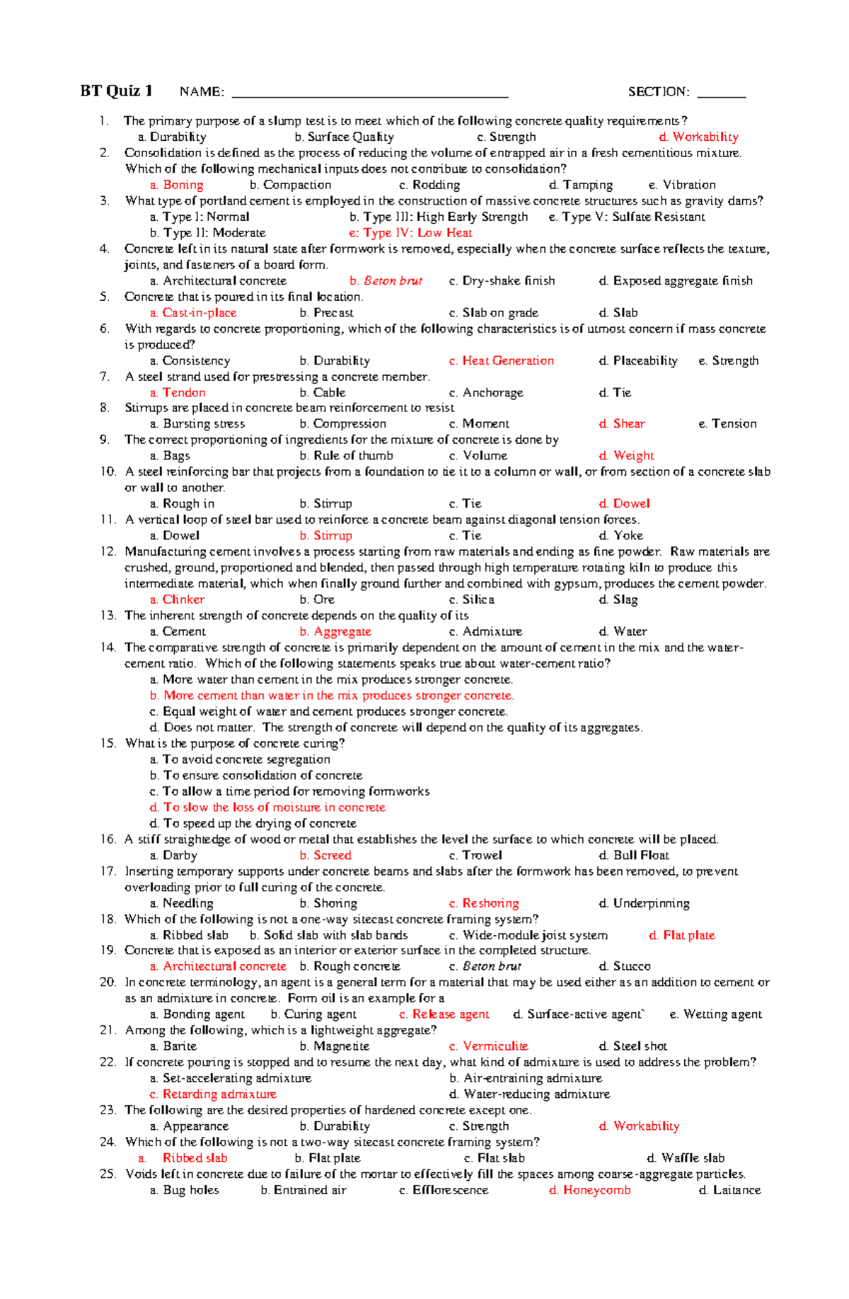 BT Joe Quiz 1 - BT Quiz 1 NAME: ________________________________________ SECTION: _______ The ...