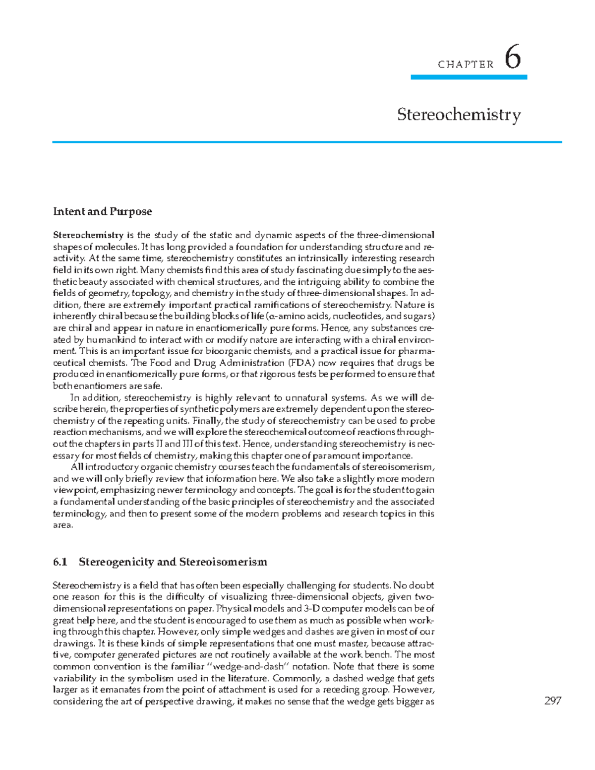 Stereochem Notes - 297 C H A P T E R 6 Stereochemistry Intent and ...