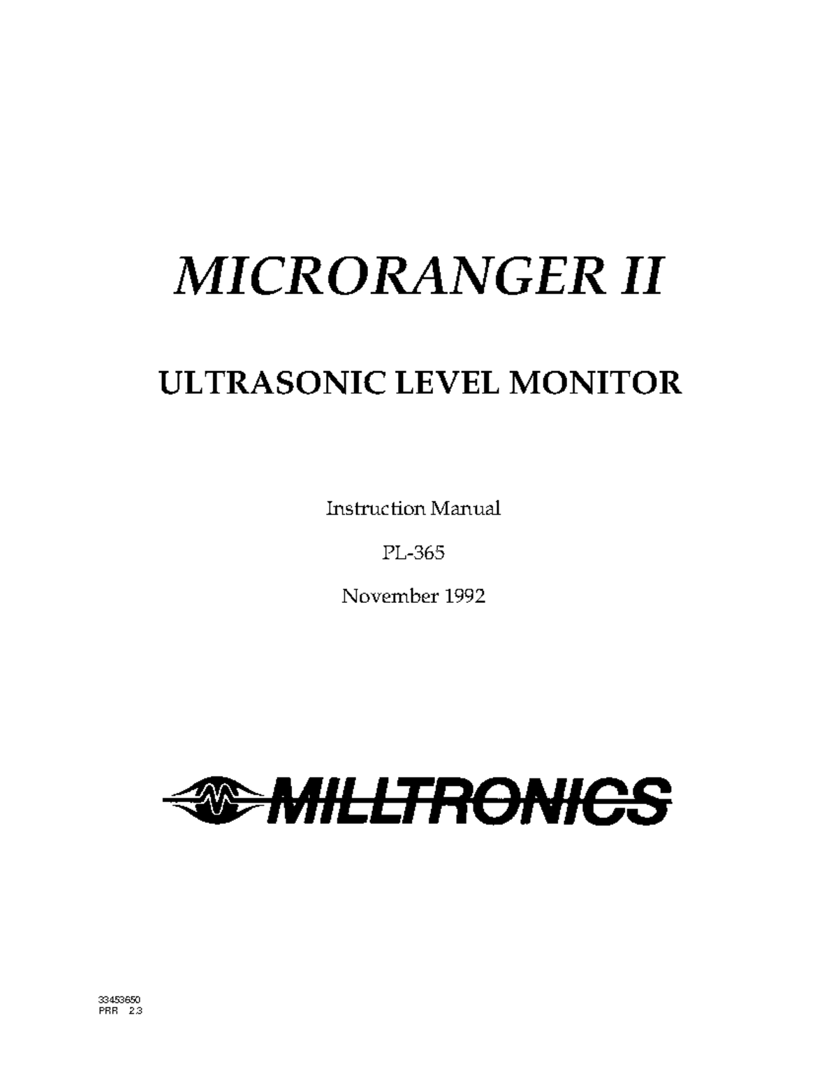 Hướng dẫn sử dụng Microrange II - MICRORANGER II ULTRASONIC LEVEL ...