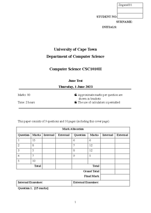 UCT - University of Cape Town - Studocu