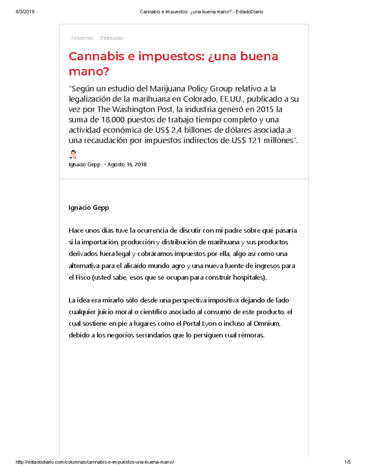 627411229 Cannabis e impuestos, una buena mano.- Ignacio Gepp ...