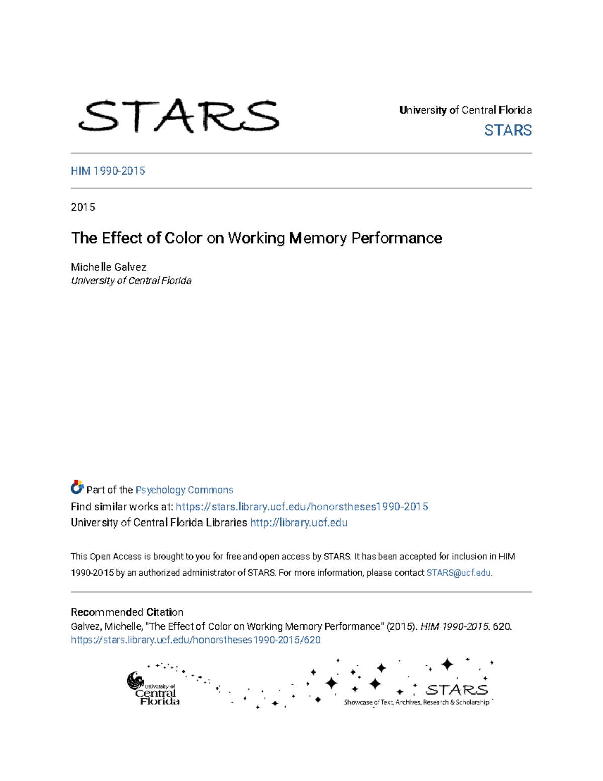 THE Effect OF Color ON Working Memory Performance - University of ...