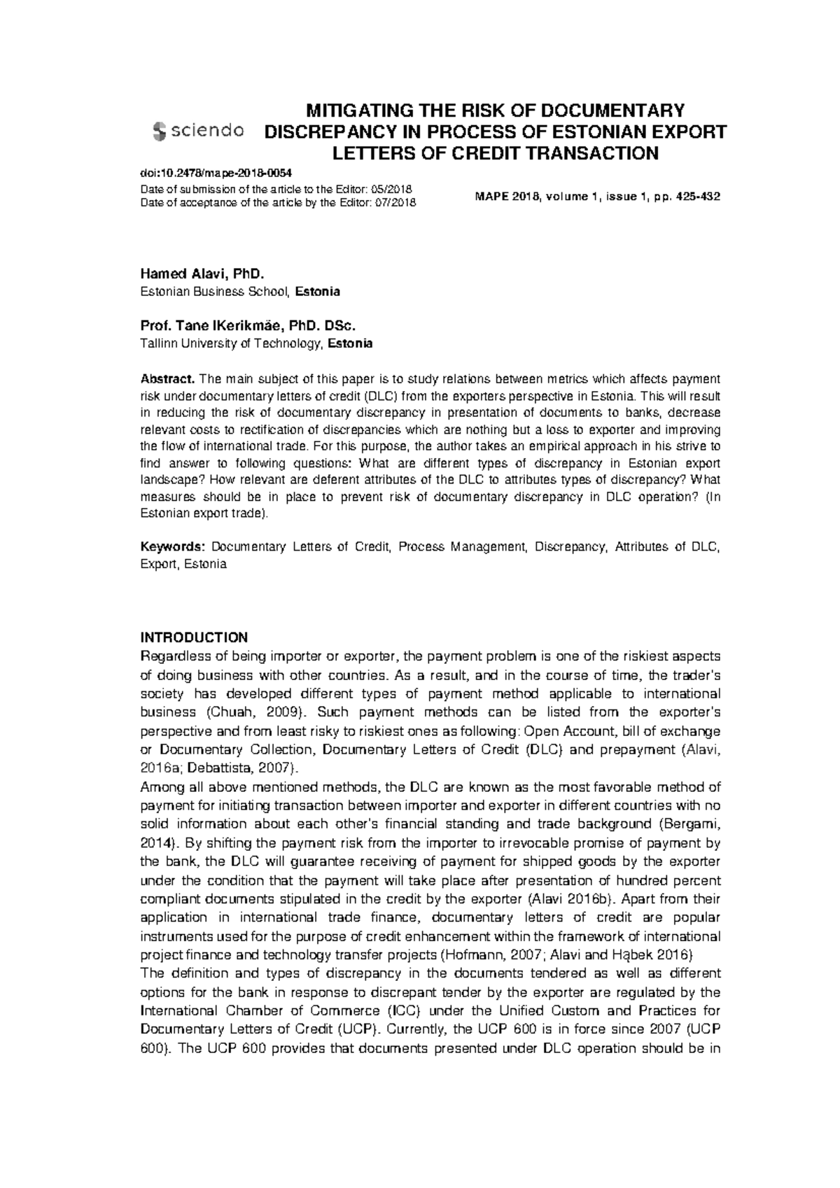 Mitigating the Risk of Documentary Discrepancy in - MITIGATING THE RISK ...