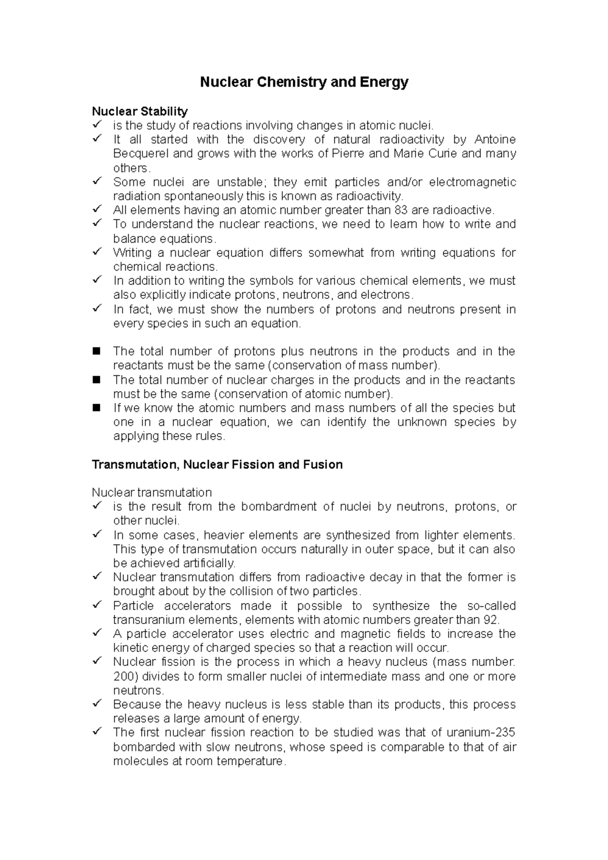 Nuclear Chemistry and Energy - Nuclear Chemistry and Energy Nuclear ...