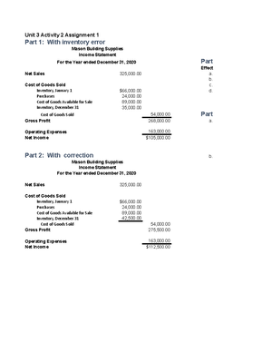 Lecture 1 Course Engagement Submission - The transportation costs were allocated using the ...