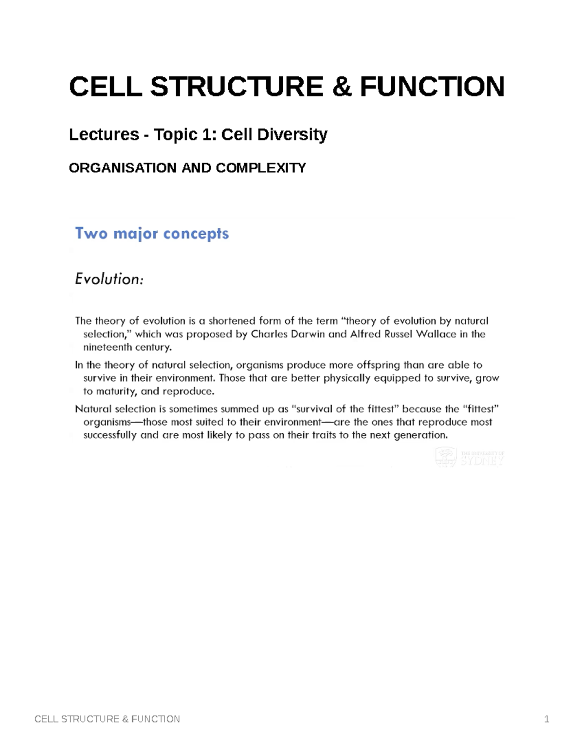 cell structure and function - CELL STRUCTURE & FUNCTION Lectures ...