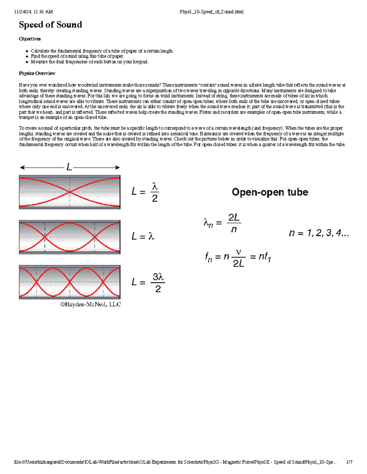 Phys1 10-Speed of Sound - Speed of Sound Objectives Calculate the ...