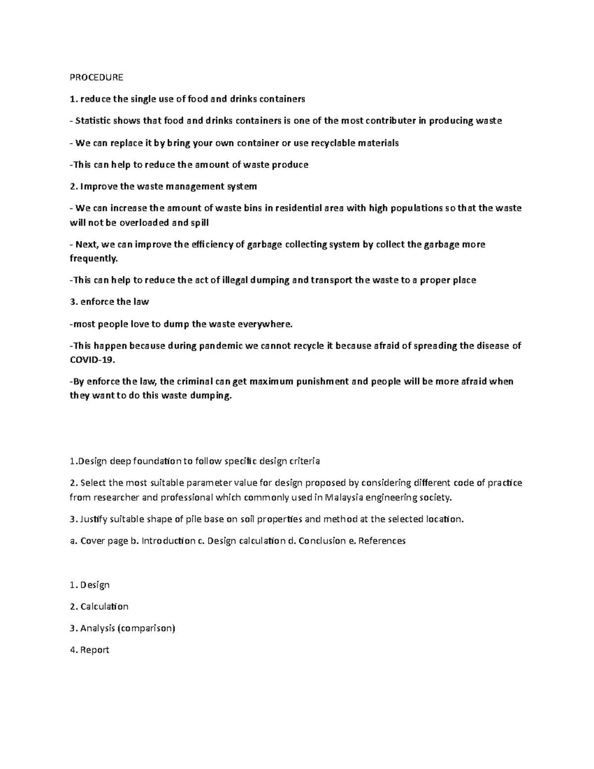 Movie ecw - Lecture notes 1-3 - PROCEDURE reduce the single use of food ...