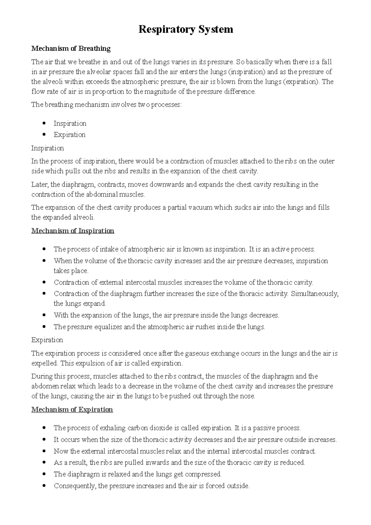 Respiratory system - Respiration - Respiratory System Mechanism of ...