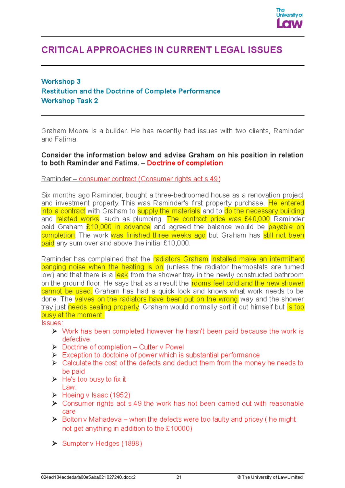 Critical approaches WS 3 task 2 - CRITICAL APPROACHES IN CURRENT LEGAL ...