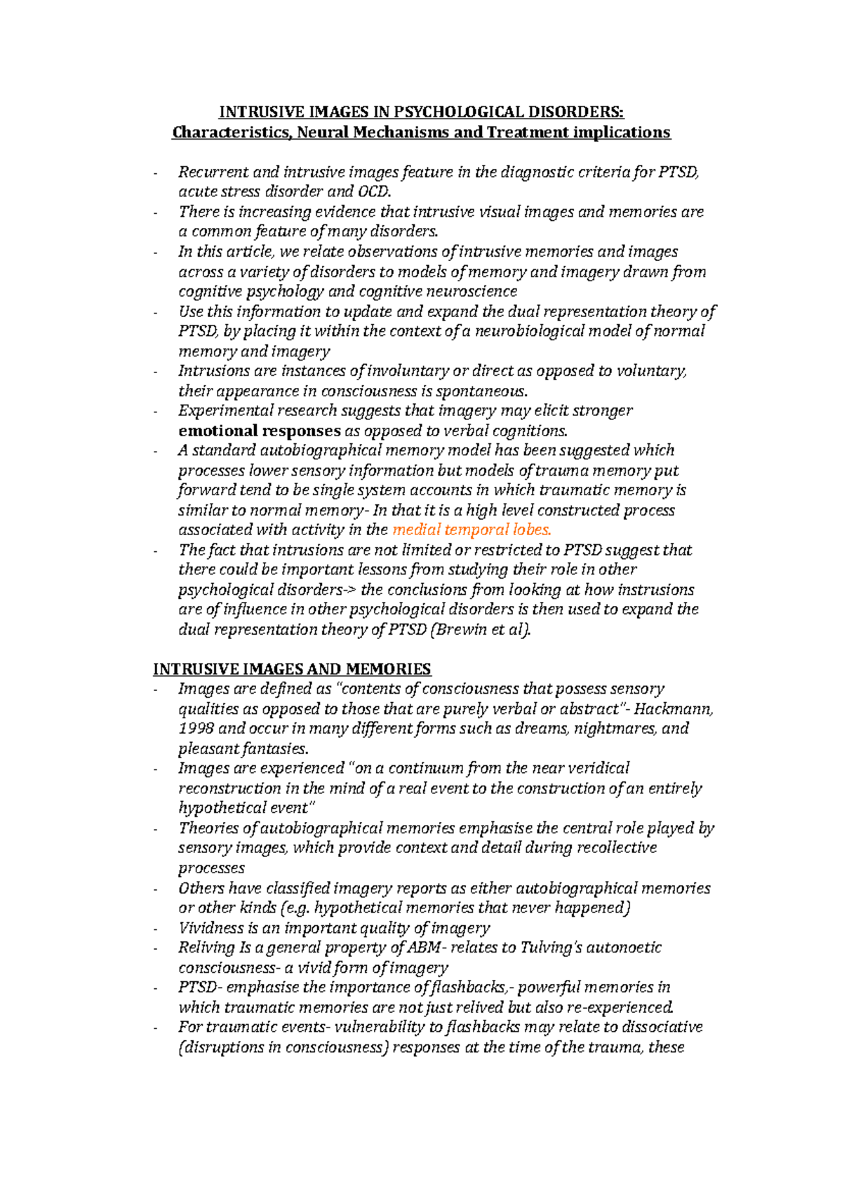Intrusive Images in Psychological Disorders - INTRUSIVE IMAGES IN ...