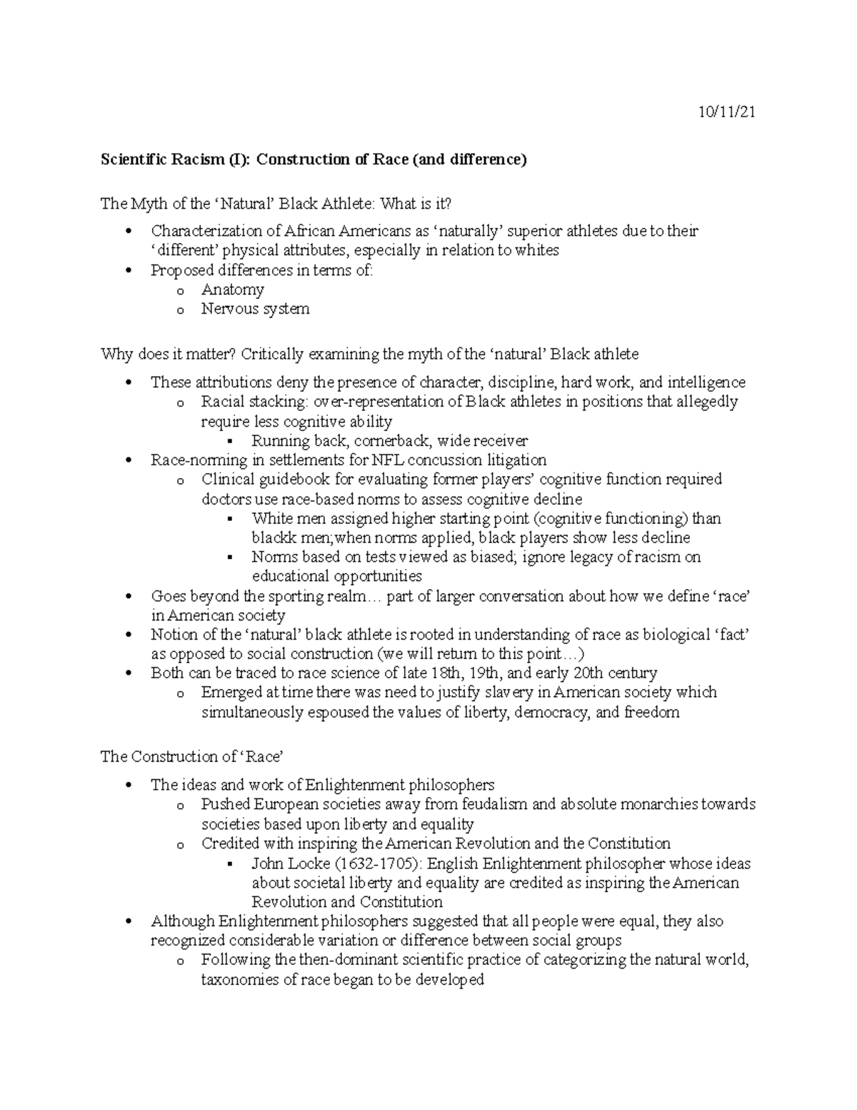 KNES285 Scientific Racism - 10/11/ Scientific Racism (I): Construction ...