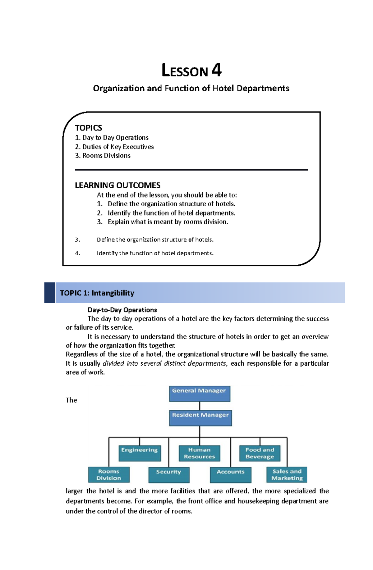 Accommodation and Operation Management Finals - Day-to-Day Operations ...