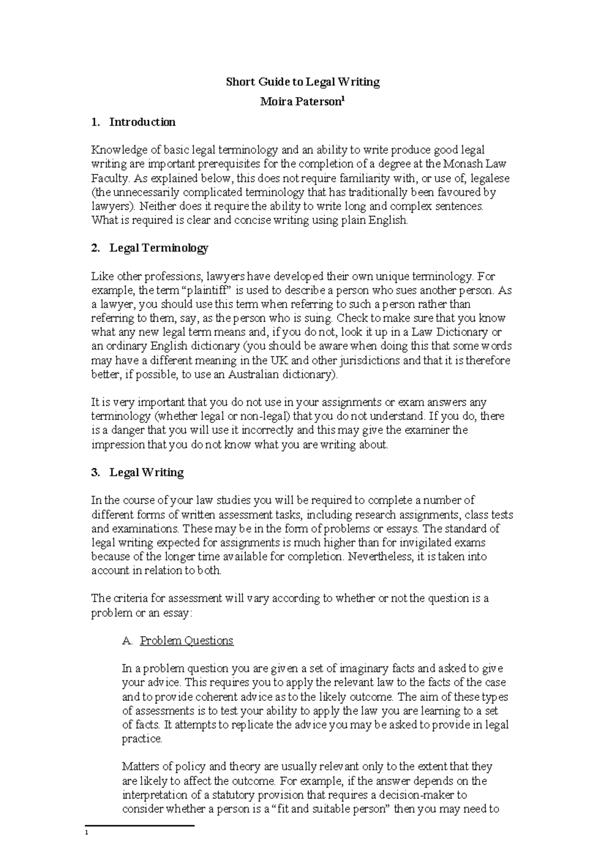 Short Writing Guide 31 August - Short Guide to Legal Writing Moira ...