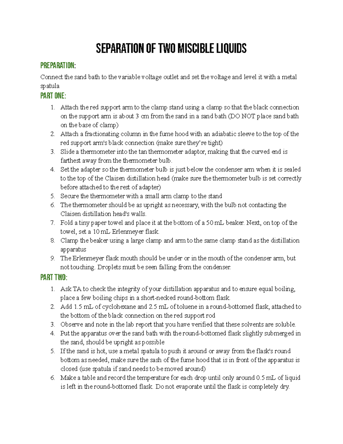 Pre Lan Plan #4 - Separation of two miscible liquids - Separation of ...
