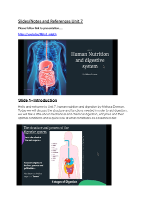 Unit 7 Human Nutrition and DIgestive System - Studocu