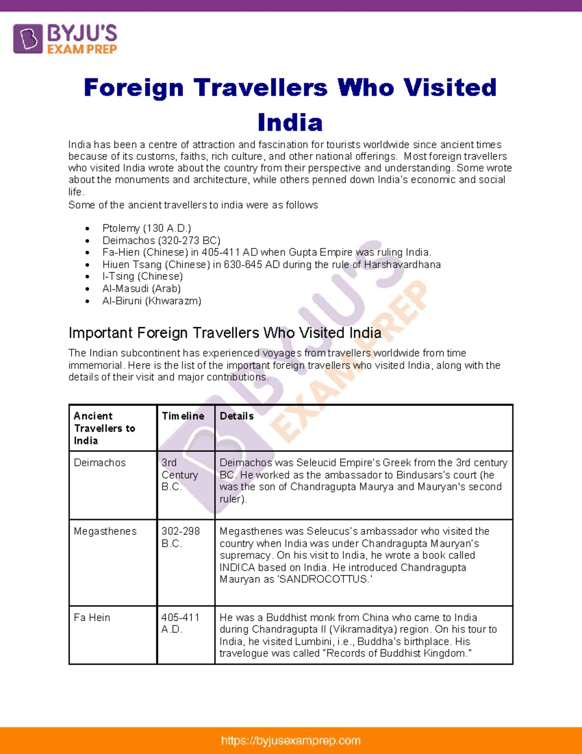 Foreign travellers who visited india upsc notes 41 - Foreign Travellers ...