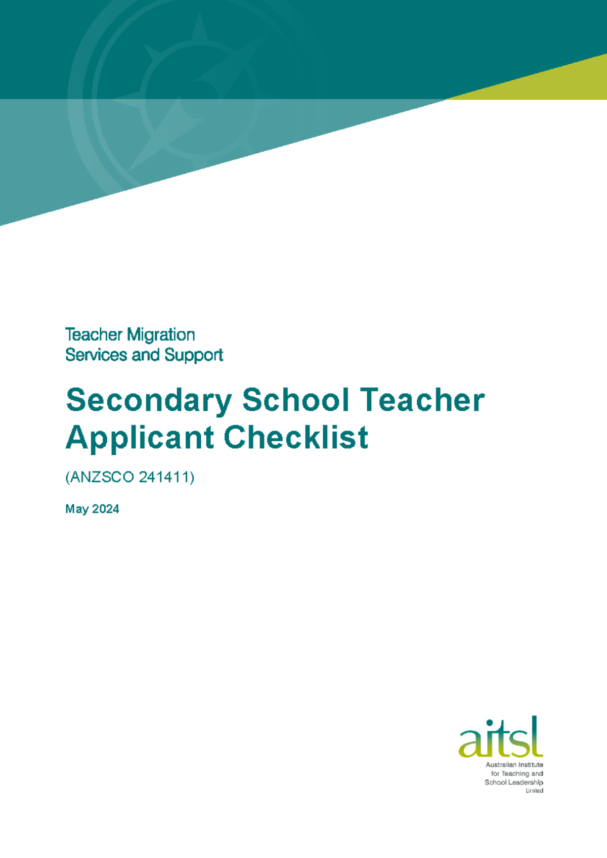 Tmss secondary checklist-may 2024 - Secondary School Teacher Applicant ...