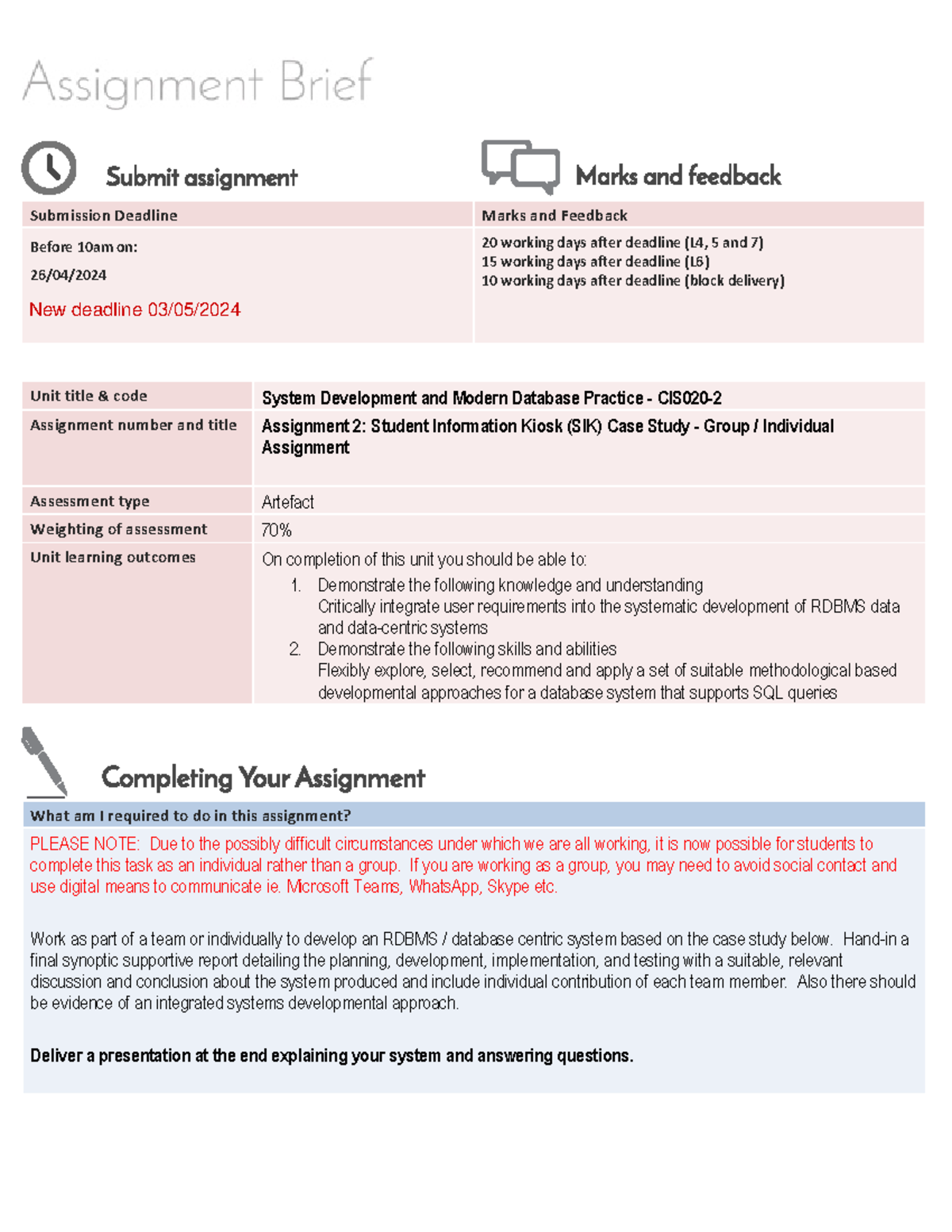 CIS020-2-Assignment 2 - Student Information Kiosk (SIK) Case Study ...