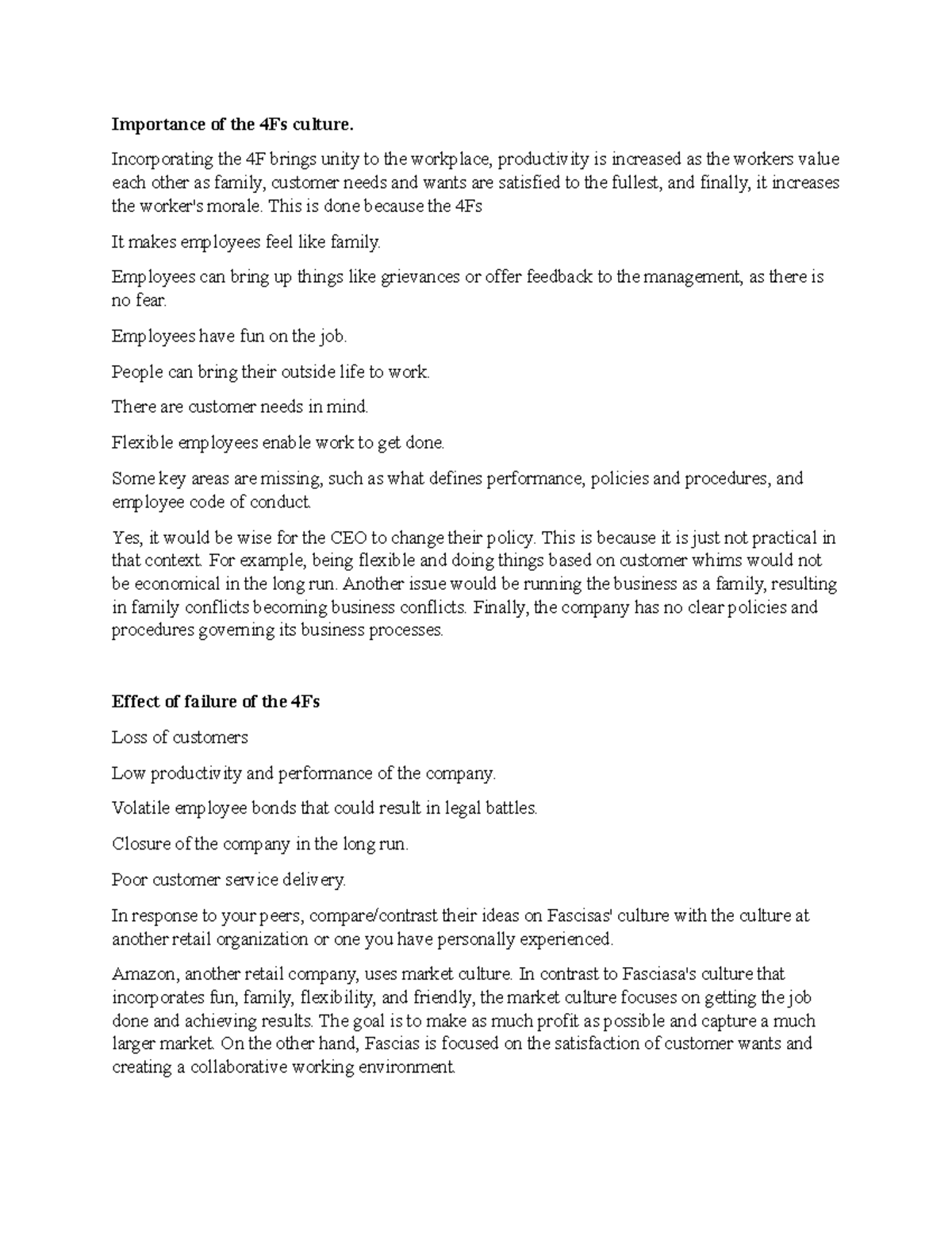 4Fs - Essay - Importance of the 4Fs culture. Incorporating the 4F ...