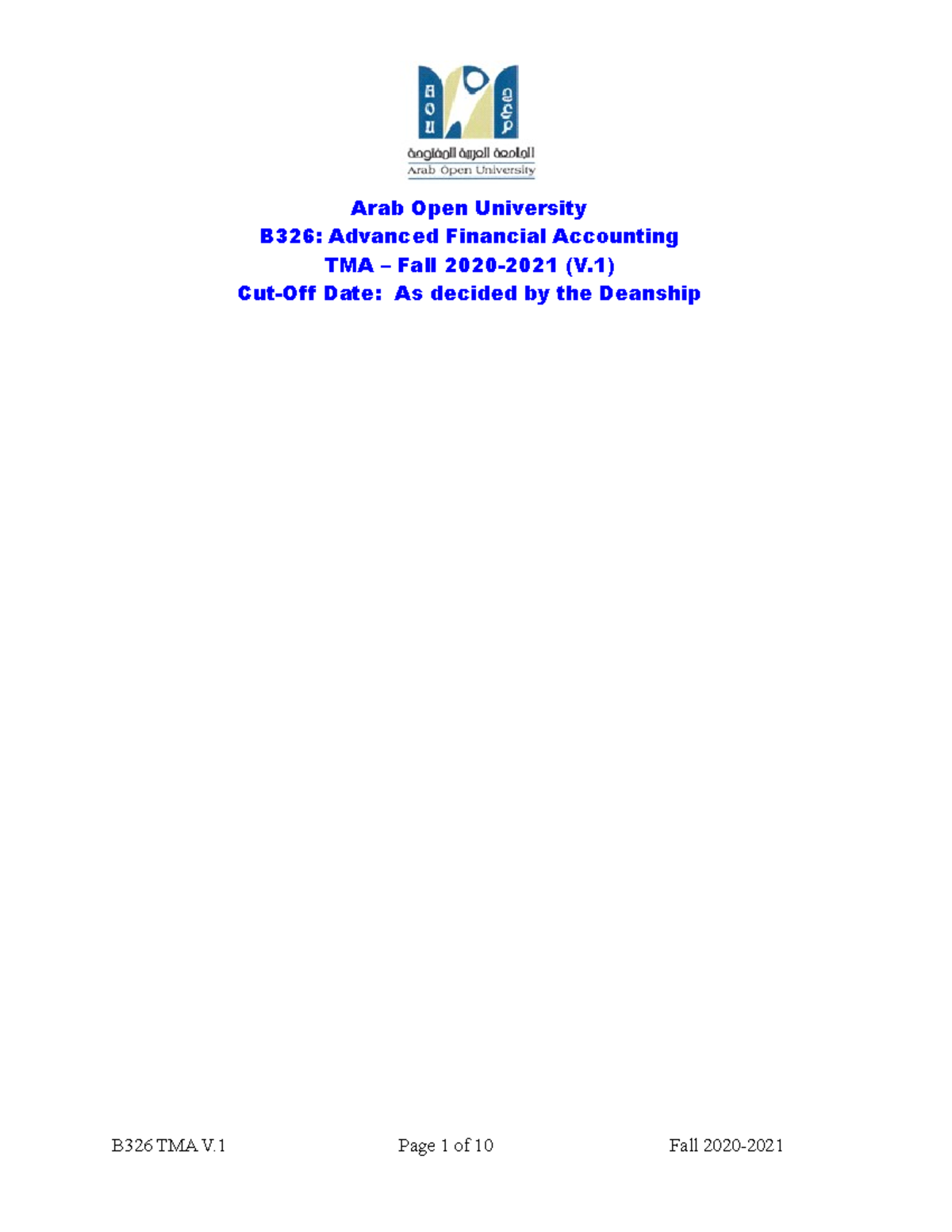 B326 TMA V.1 - Approved - tgevdsdc - Arab Open University B326 ...